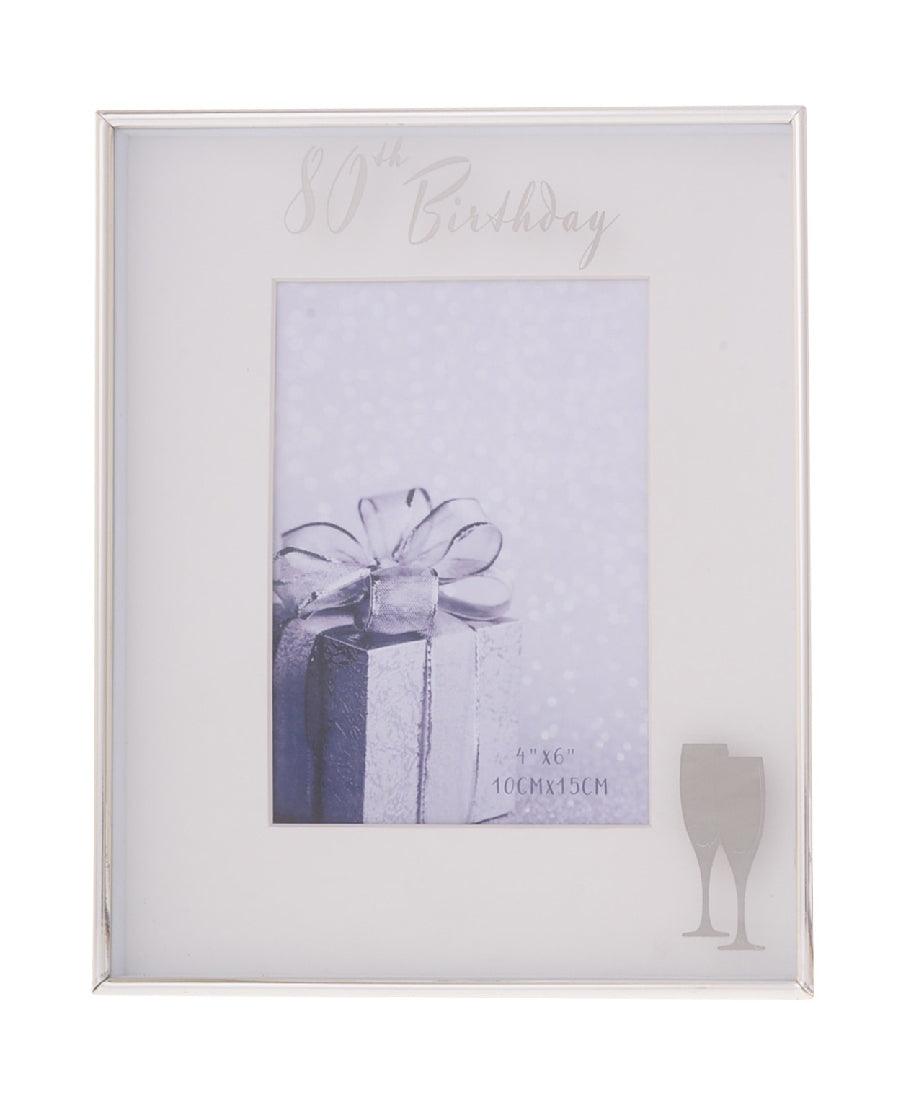 Birthday Frame Silver 80th 4x6 — Giftolicious